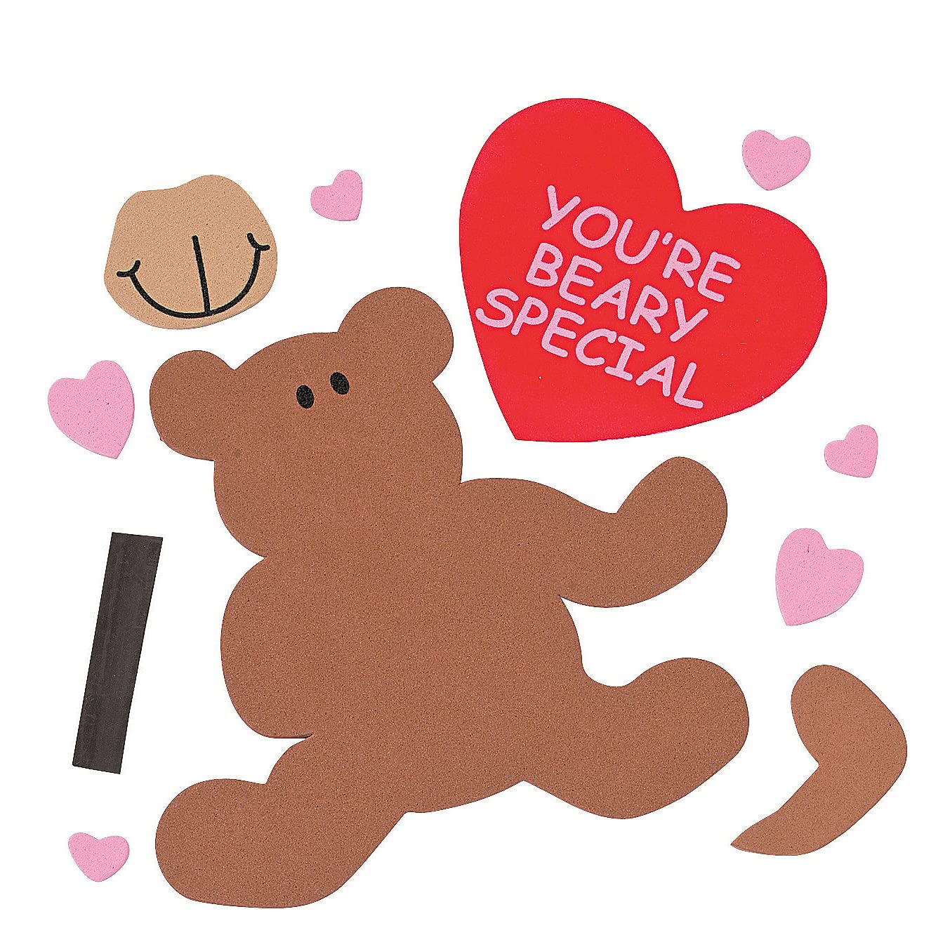 Valentines Craft for Kids (4 Pcs Set) Bear Magnet & Heart Picture Frame Foam Valentines Day Crafts Fun Activity by 4E's Novelty