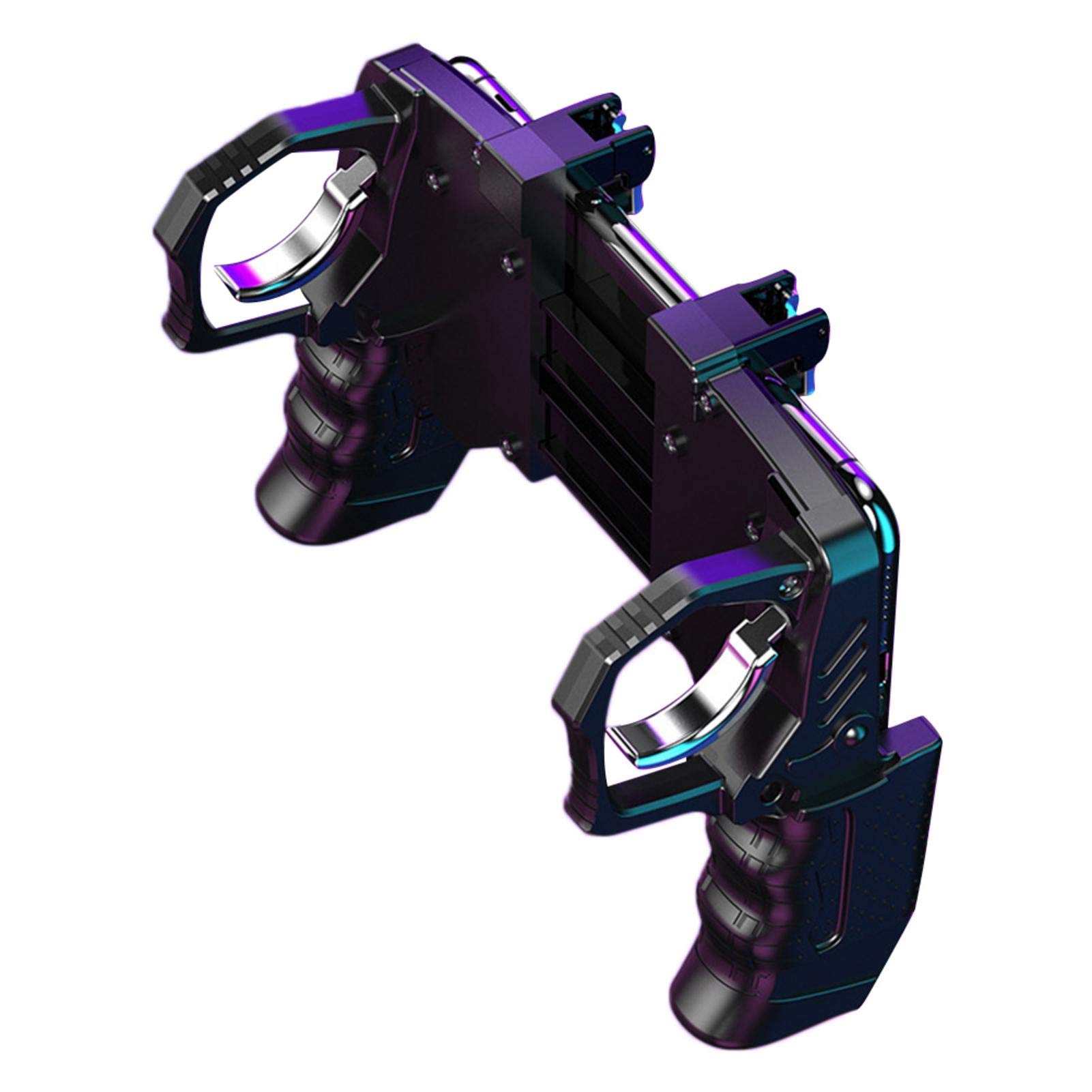 maojin K21 PUGB Helper 4 Finger Linkage Game Handle, Peace Elite Fast Shooting Button Controller for PUBG Rules of Survival Game Trigger Joystick Gamepad for Phone