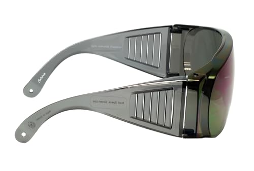Calabria 1003 Fit Over Safety Glasses Fitover Prescription Eyewear Blue Mirror Men Women Large Wrap Around Tint Anti Scratch