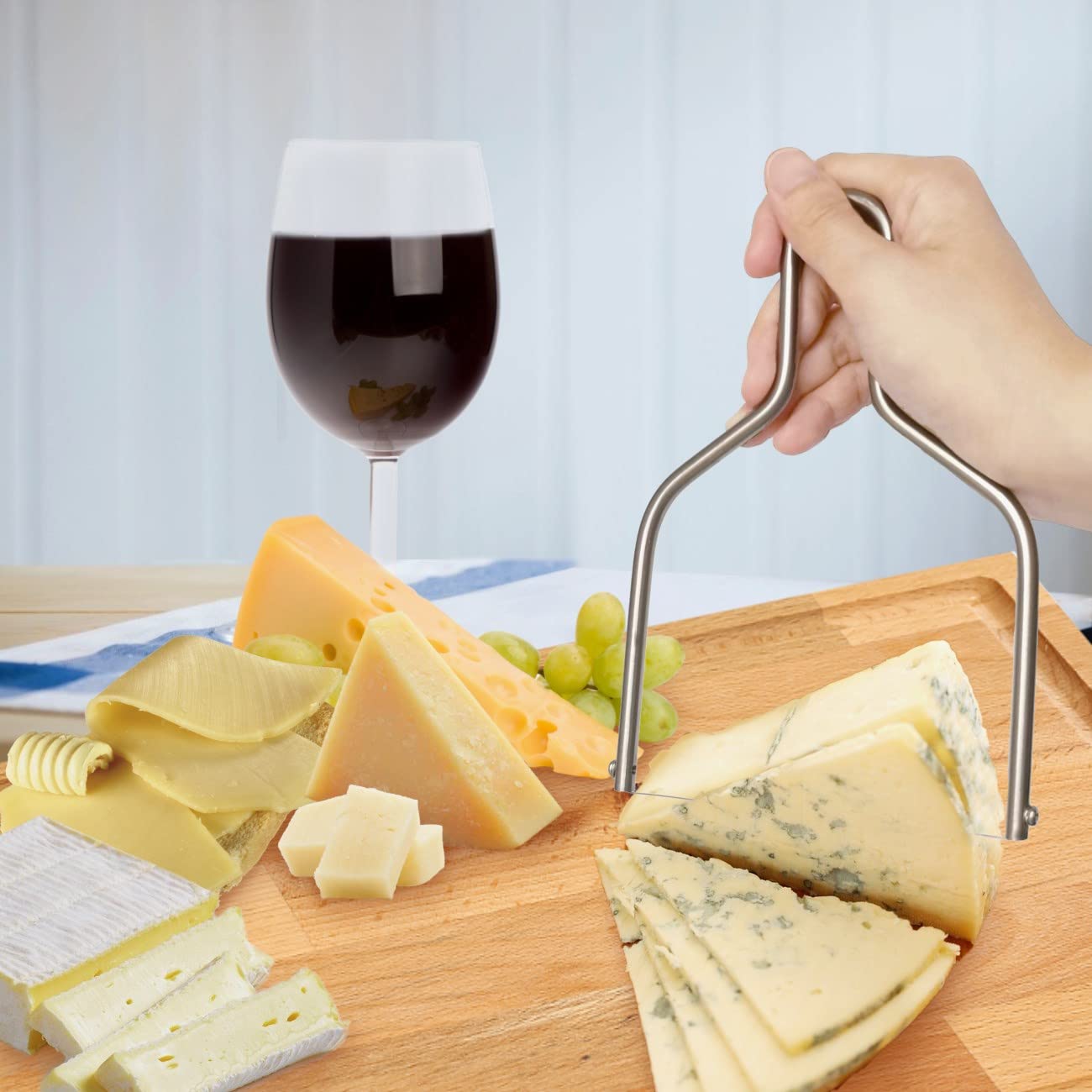 Cheese Slicer & Cheese Cutter Stainless Steel Cheese Slicers with Wire | Cheese Slicer for Block Cheese & Butter Slicer