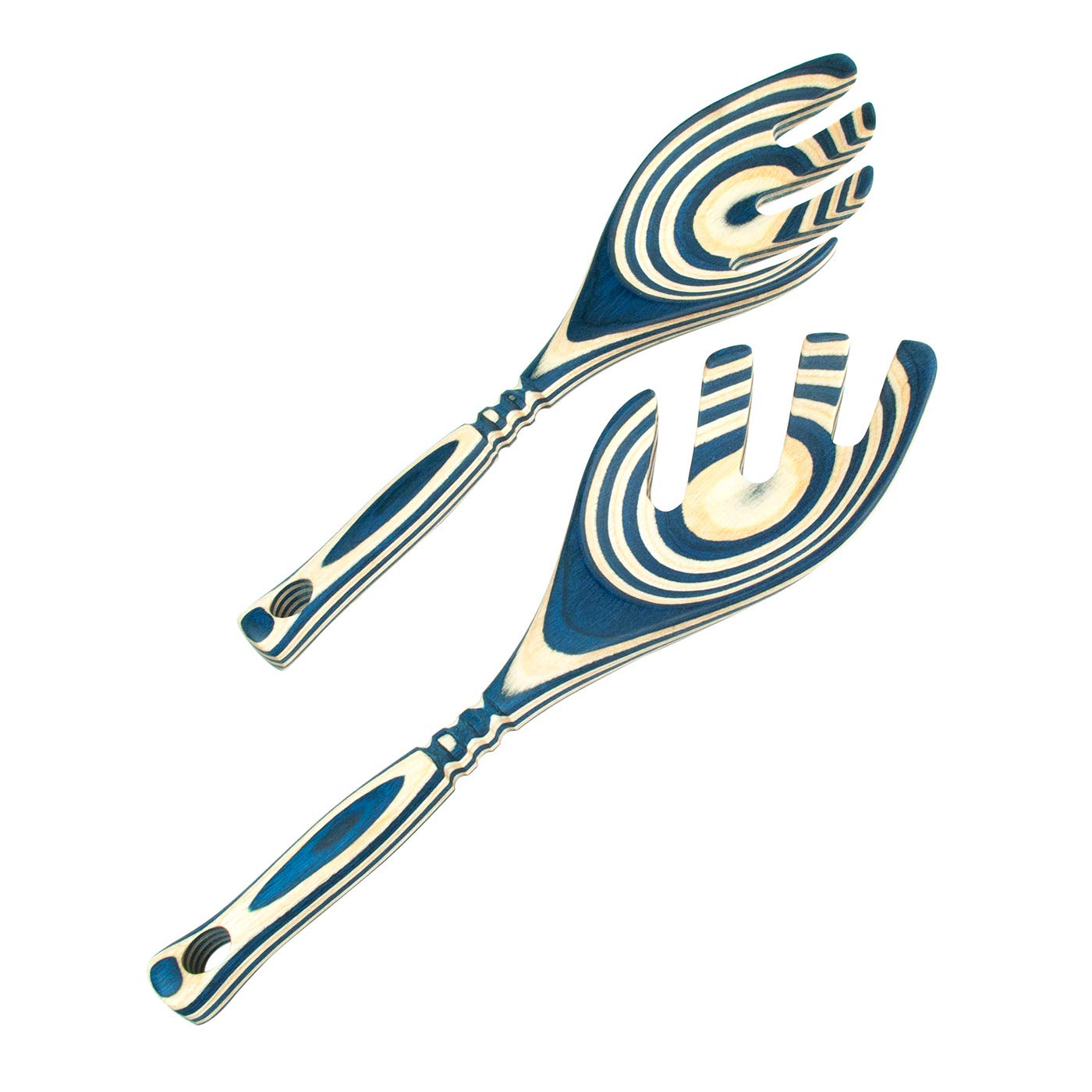 Island Bamboo Pakkawood 9-Inch Salad Leafs, Blue