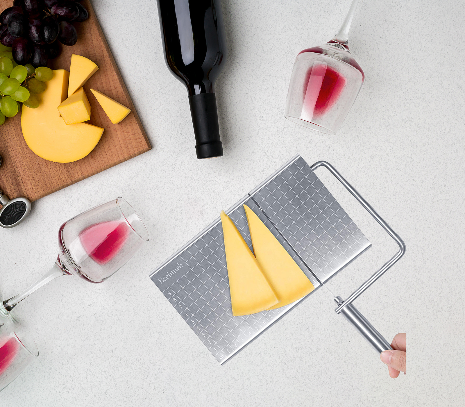Cheese Slicer Wire,Stainless Steel Cheese Cutter with Accurate Size Scale,Wire Cheese Slicer for Cheese Butter Equipped with 5 Replaceable Cheese Slicer Wires