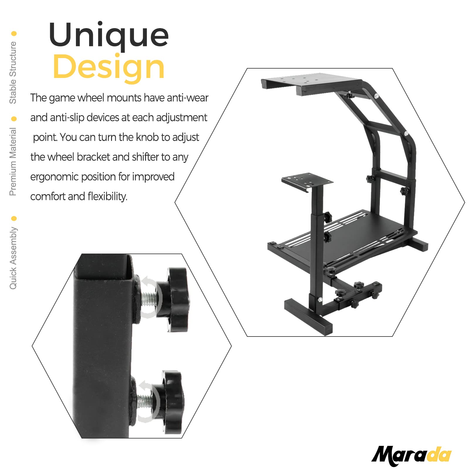 Marada Pro Racing Wheel Simulator Stand Support with V2 Stand Up Support for G29, G27 and G25 Racing Wheel Stand without Wheel, Shifter and Pedals