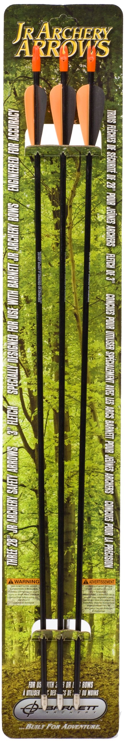 Barnett 28" Junior Archery Arrows, Strong Fiberglass Shafts with Standard Nock for Use With Youth Bows, 3-Pack
