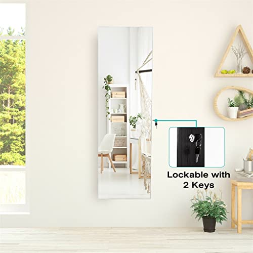 CZDYUF Jewelry Cabinet LED Lights Closet Wall Mounted With Makeup Rack Bedroom Furniture ( Color : D , Size : 14.5"x5"x47" )