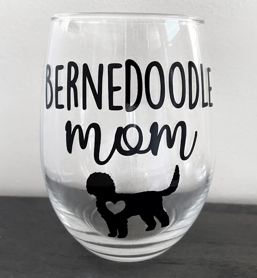 Bernedoodle Mom - Premium 21oz Stemless Wine Glass - Gift for Doodle Dog Lovers