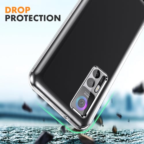 Dioxide Compatible for TCL 30 5G/TCL 30+ 5G Case with Screen Protector, Full Body Protection Case Transparent Silicone Bumpers Shockproof Case for TCL 30 5G/TCL 30+ 5G