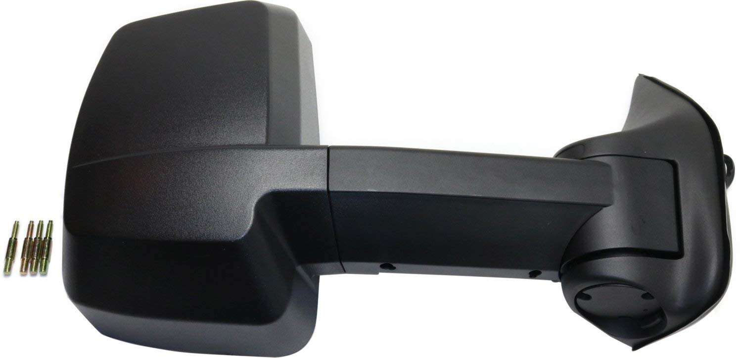 Kool Vue Mirror Set Compatible with 2003-2014 Ford E-150, 2003-2005 E-150 Club Wagon, 1992-2002 E-150 Econoline, Towing, Power, Heated, Textured Black, Manual Folding, Single Arm