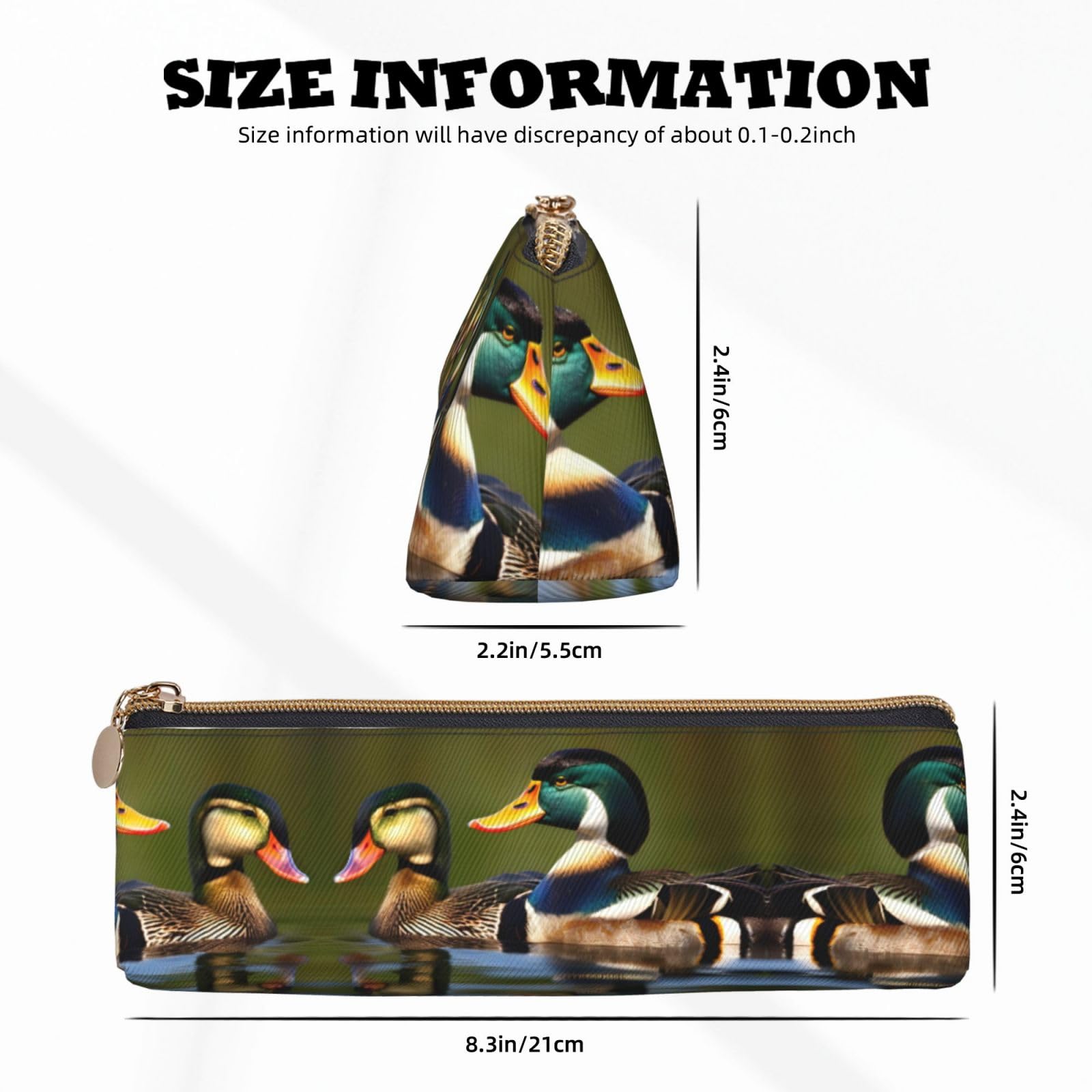 DRTGEDS Two Mallard Ducks Fashion Multifunctional Leather Pencil Case With Large Storage Capacity Pencil Pouch