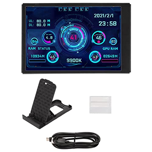 Computer Temp Monitor, Plug and Play USB Type C Interface PC Temperature Display IPS Full View Display Mini Screen 320x480 for Home(Black)