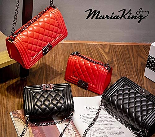 MariaKinz Leather Shoulder/Crossbody Bags and Purse with Convertible Strap (Red Mosaic)