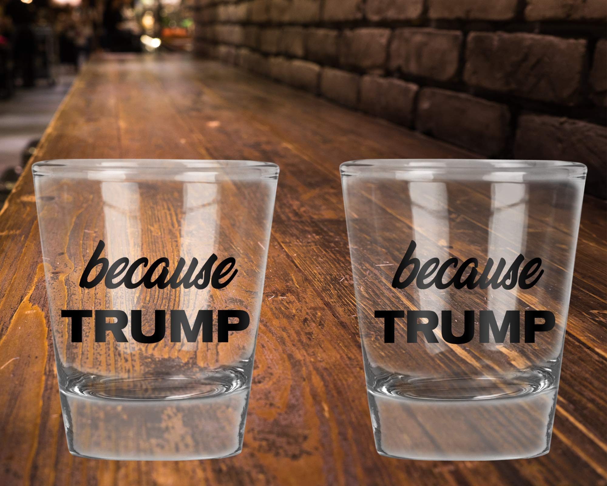 CBTwear - Because Trump - Anti Trump Funny Gag Idea - Birthday for men or women - 1.75 OZ Shot Glass Set (2)
