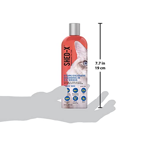 Shed-X Liquid Cat Supplement, 8oz β 100% Natural β Shed Defender, Help Excessive Cat Shedding with Cat Supplements of Essential Fatty Acids, Vitamins, and Minerals