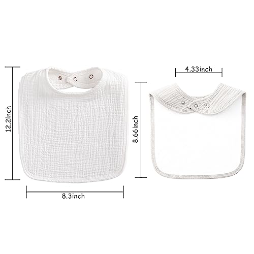 HBselect Muslin Baby Bibs 10 Pack,Unisex Baby Bibs with Bandana Drool Bibs Cotton, 10 Solid Colors Set for Feeding, Teething, Drooling