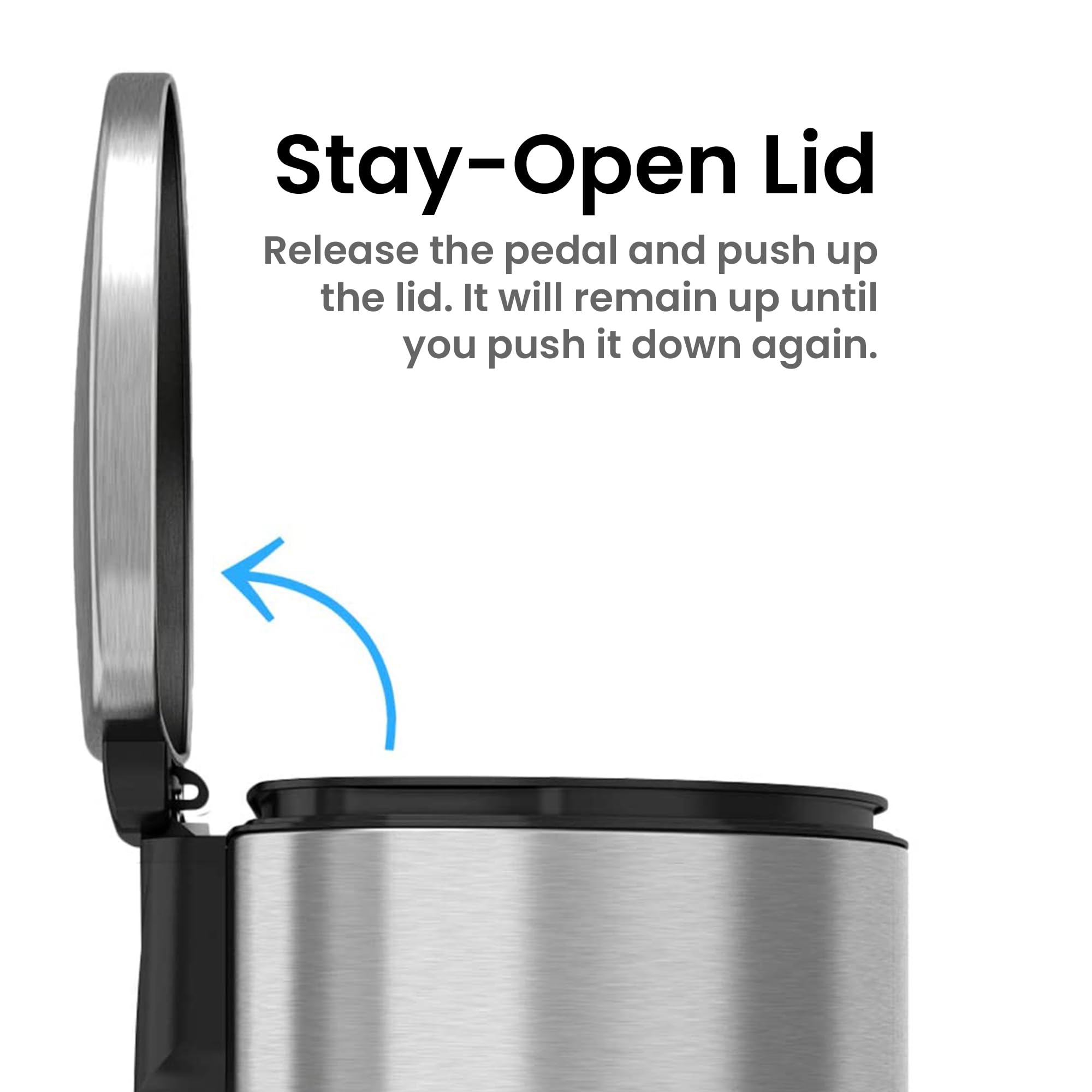 iTouchless SoftStep 8 Gallon Kitchen Step Trash Can with Odor Filter and Removable Inner Bucket, Stainless Steel 30 Liter Rectangular Pedal Garbage Bin for Home, Office, Silent and Gentle Lid Close