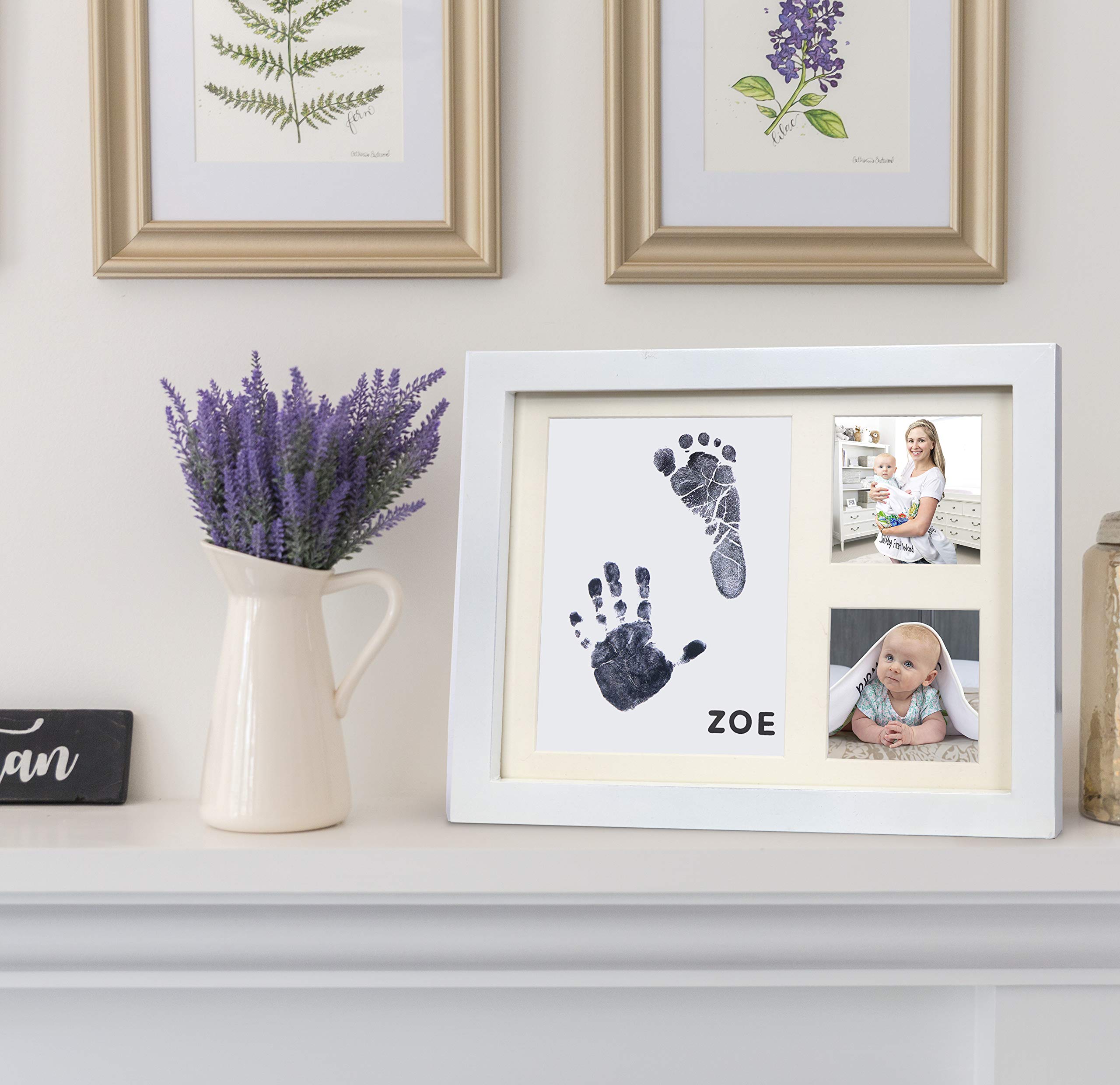 Baby Ink Hand and Footprint Kit β Handprint Picture Frame for Newborns (Safe Clean-Touch Ink Pad for Prints) β Best New Mom and Shower Gift β Foot Impression Photo Keepsake for Girls & Boys β (White)