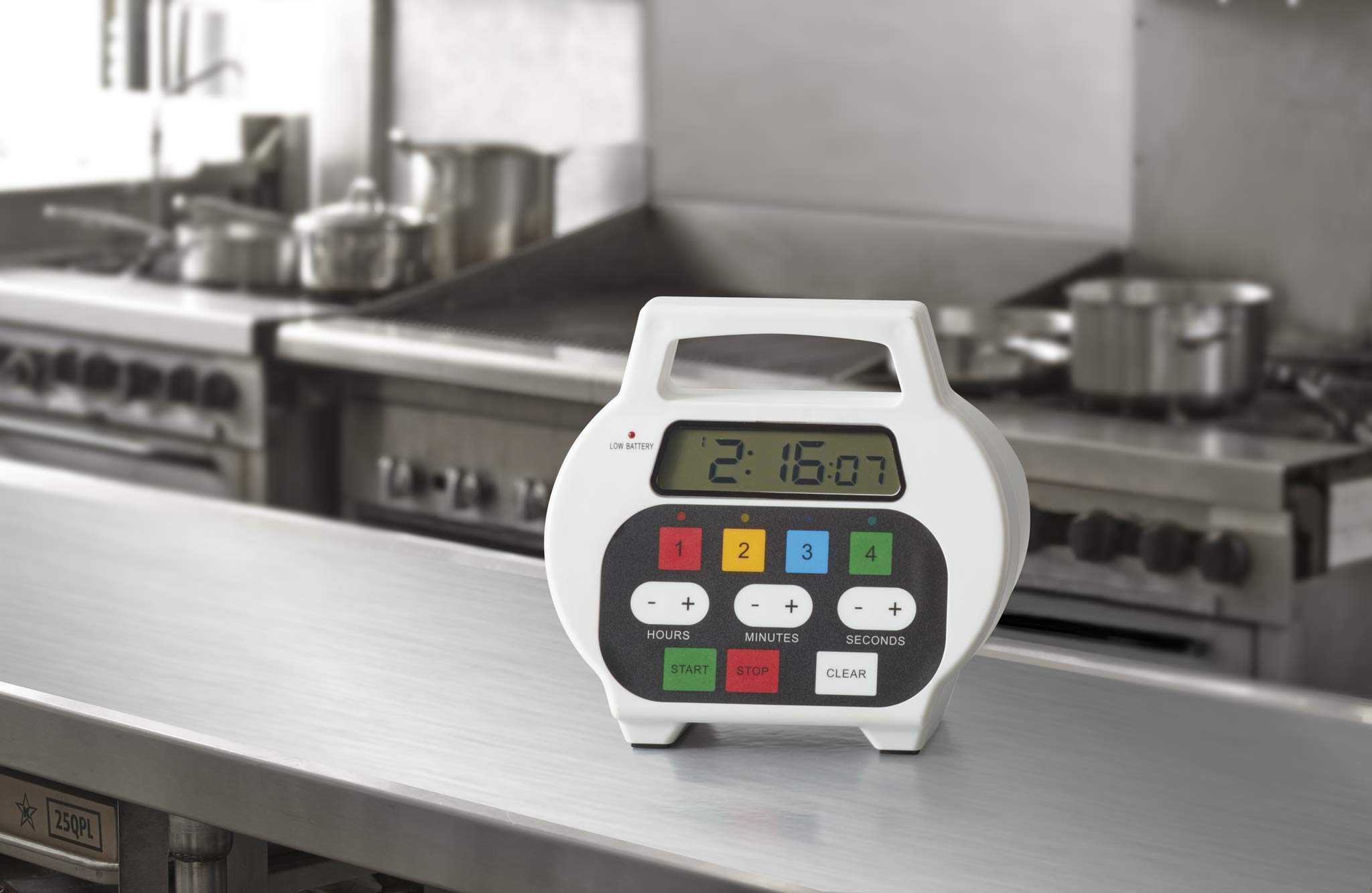 Chef Master 90218 Kitchen Timer, Timers for Cooking, Digital Timer, Cooking Timer, 4-Channel Timer, Egg Timer, Study Timer, Desk Timer with Large Display with Up to 10 Hour Count Down