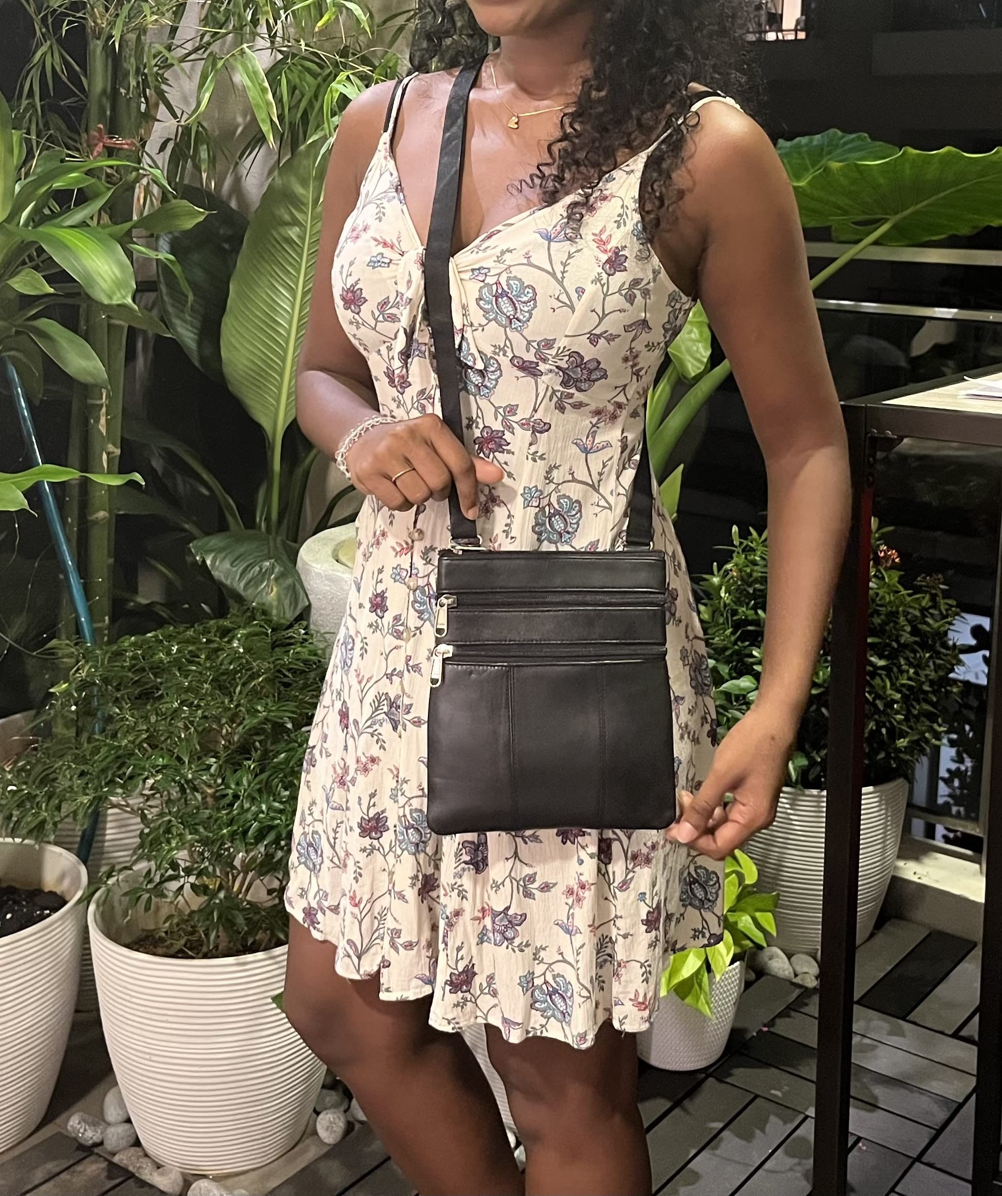 Liberty Leather Crossbody Purse for Women Small Crossover Long Over the Shoulder Sling black Women’s Purses and Handbag