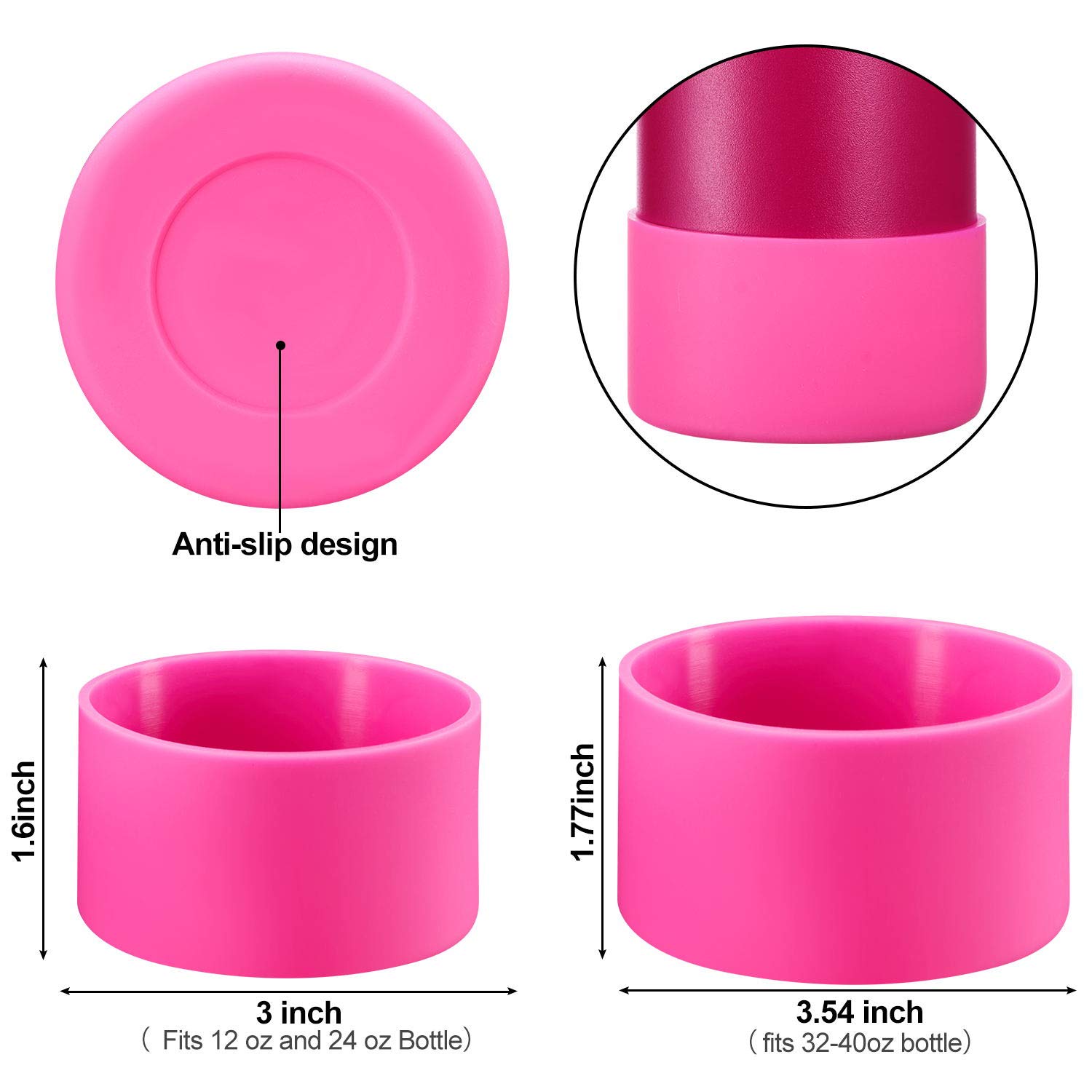 Boao 5 Pieces Protective Silicone Boot Anti-Slip Bottom Sleeve Cover for Water Bottle Compatible with MIRA, Simple Modern and Iron Flask Water Bottles (12-24 oz)