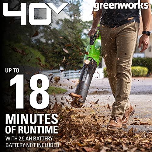 Greenworks 40V 14" Cordless Electric Lawn Mower, Leaf Blower (120 MPH / 500 CFM), String Trimmer, 4.0Ah Battery and Charger