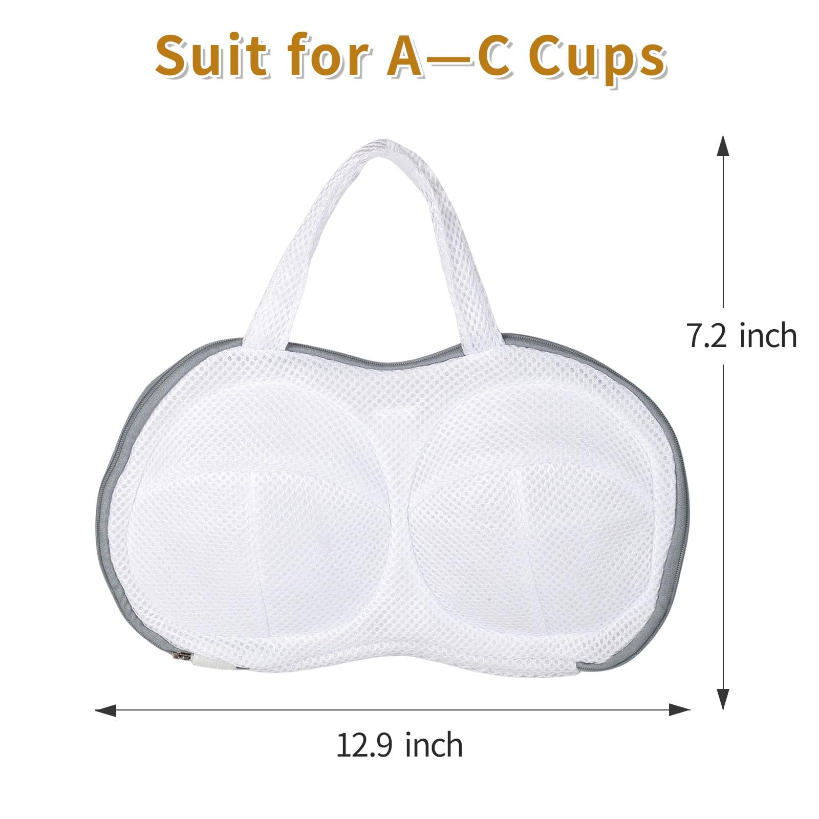DESONAUT Bra Washing Bag,2Pcs bra laundry bags for Laundry Lingerie Underwear Brassiere Bag,Lingerie Bags with 3D Skeleton for Washing Machine Suitable for A-C Cup Sizes(Grey)