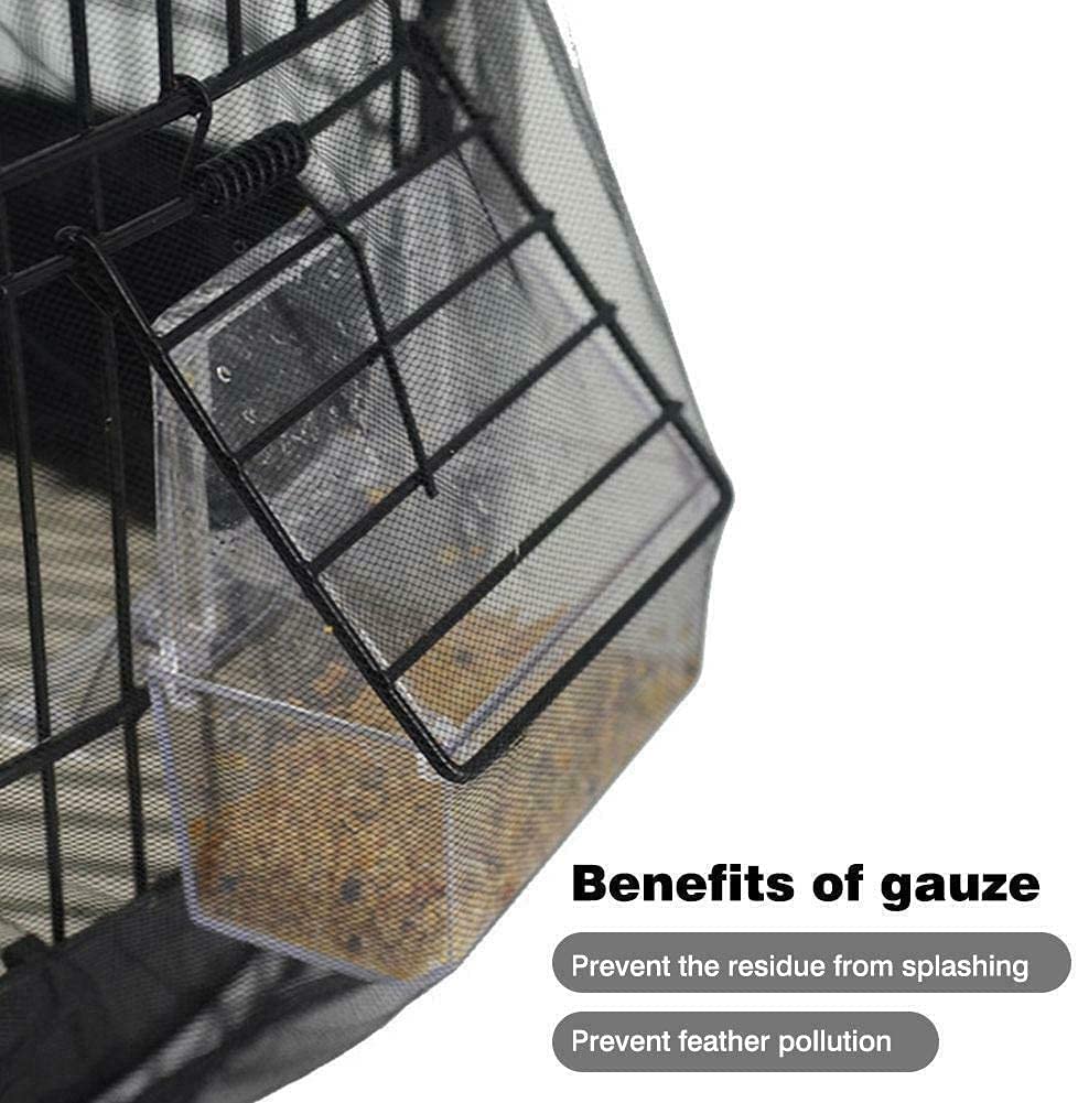Bird Cage Seed Catcher,Seed Catcher Guard Net Cover,Parrot Nylon Mesh Net Cover,Prevent Scatter and Mess, Soft Airy Cage Net Stretchy Skirt for Round Square Cages(Circumference 40 inch to 72 inch)