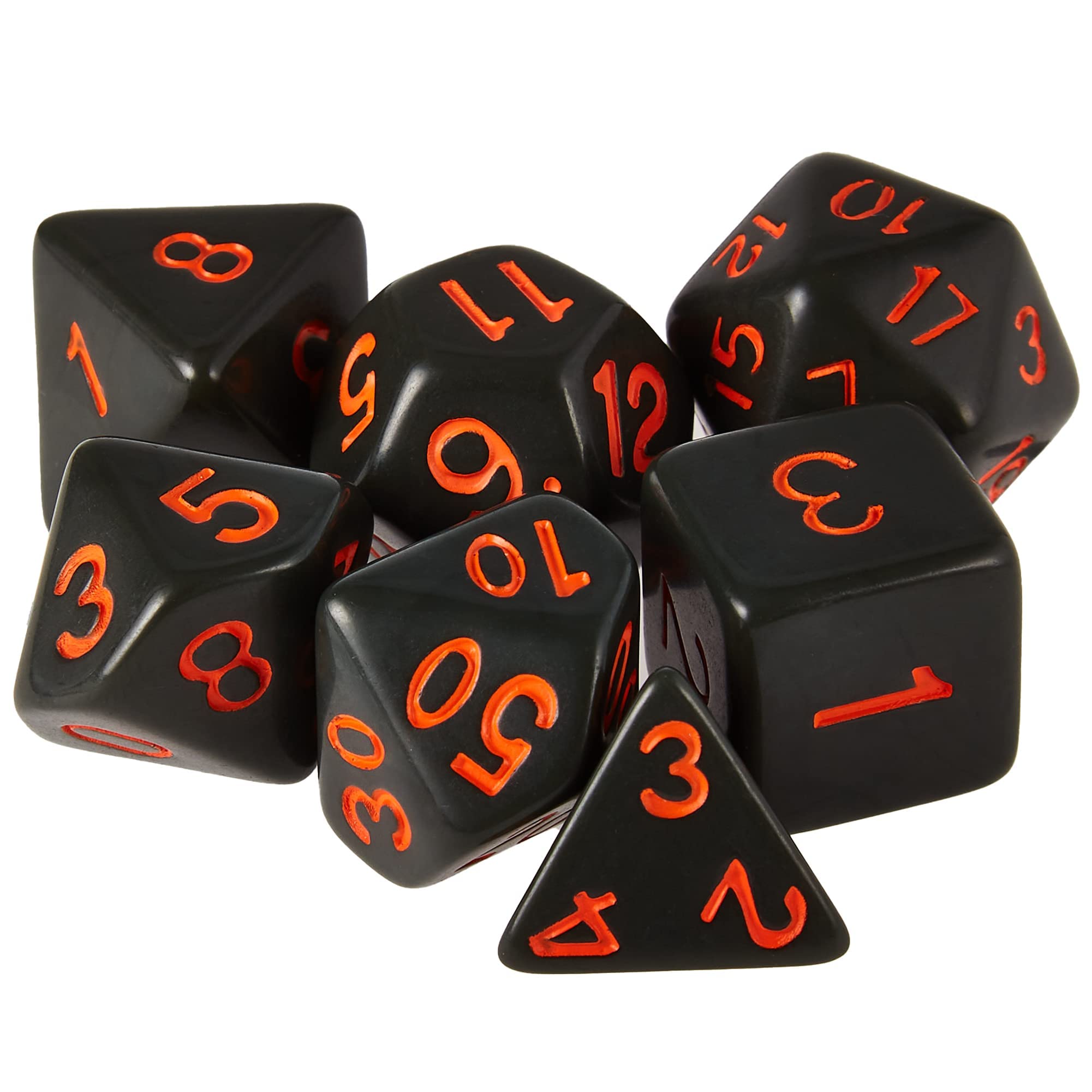 MBGBrybelly Series IV Set of 7 Tabletop RPG Dice - 7 Different Polyhedral Role Playing Dice per Set - TTRPG DND Dice - Midnight Runes