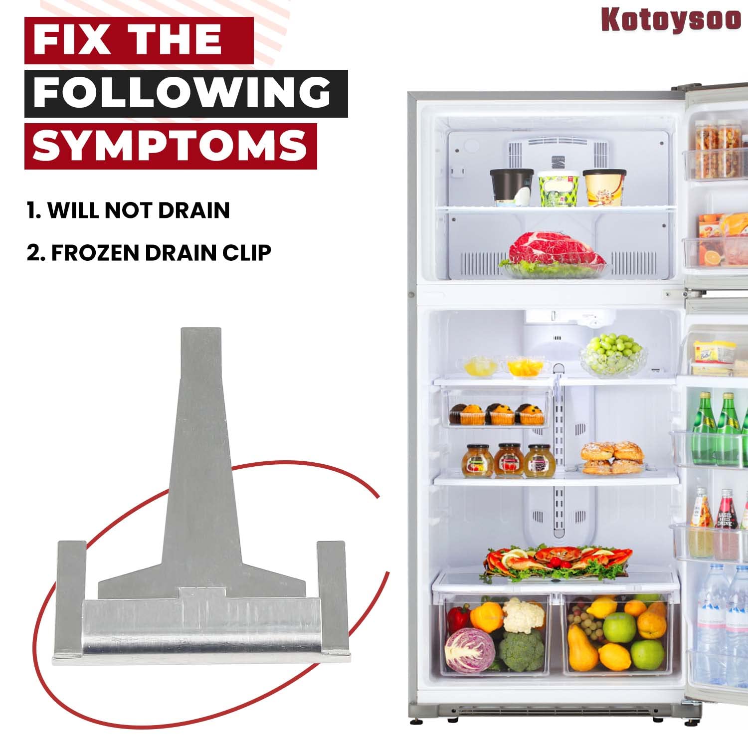DA61-06796A Refrigerator Drain Clip Evaporator by Kotoysoo - Exact Fit for Samsung Refrigerator โ Replaces: AP5579885, 2683162, PS4145120 (Pack of 2)