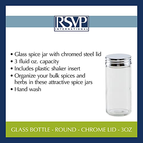 Shoes for Crews RSVP International Kitchen Storage Collection Glass Spice Jars, Round, 3-Ounce