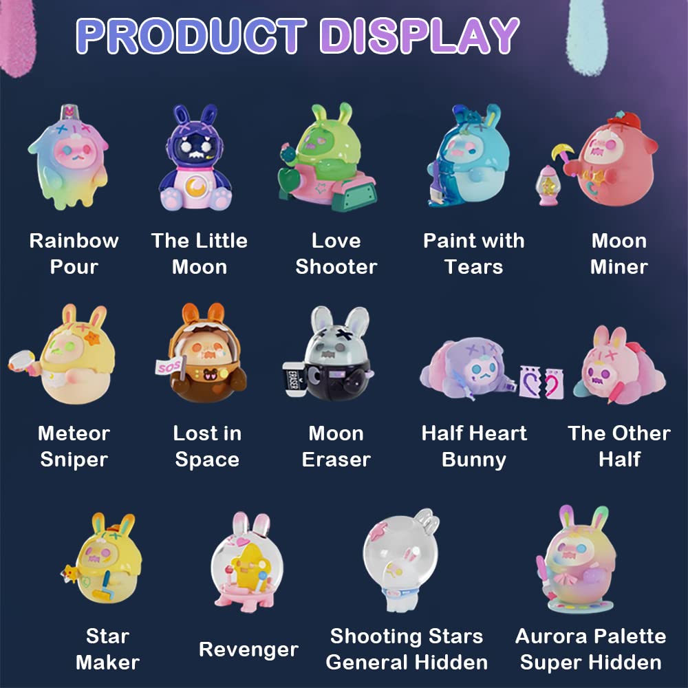 BEEMAI Ghost Bear The Lonely Moon Series 12PC No Repeat Random Design Cute Figures Desktop Ornament Collectible Toys Birthday Gifts (Whole Set)