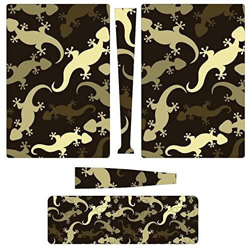 Camouflage Lizards Geckos Full Protective Skin Cover Design Wrap Decal Sticker Compatible with PS5 Digital Edition Console and Controller