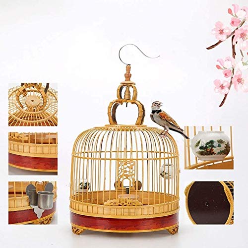 Birdcage Bird Cage Round Pet Nest Engraving Pattern Bird Cage Stainless Steel Hook Suitable for Bird Breeding Bird House Bulk
