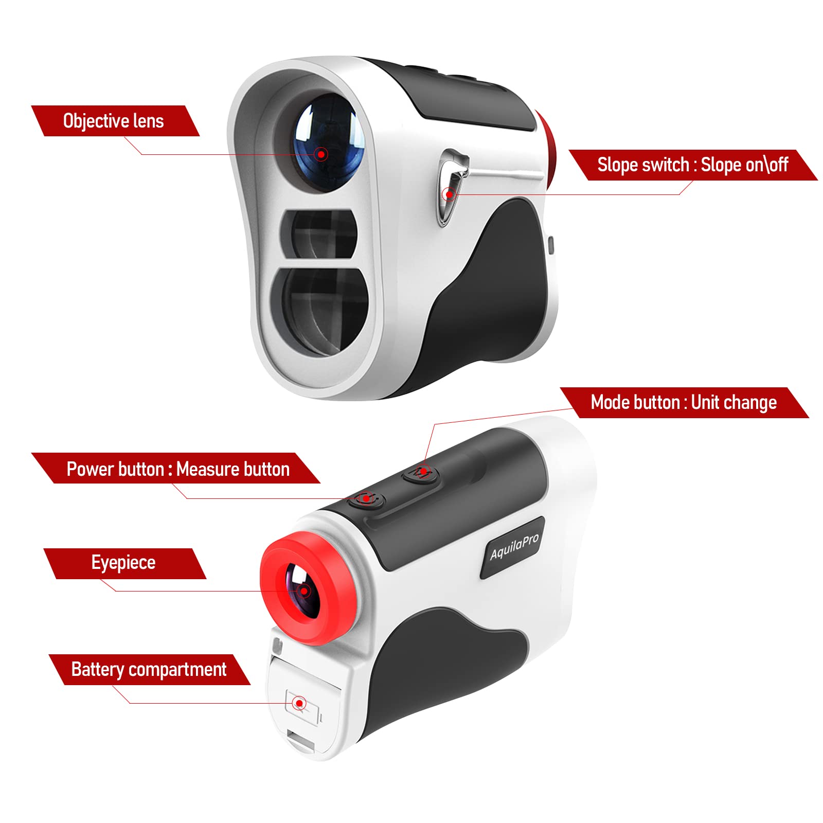 AquilaPro G4Pro Golf Rangefinder with Slope, Slope Switch for Golf Tournament Legal, 650 Yards Max Distance Range, 0.5 Yard Accuracy, 6X Magnification, Flagpole Lock with Pulse Vibrationā¦