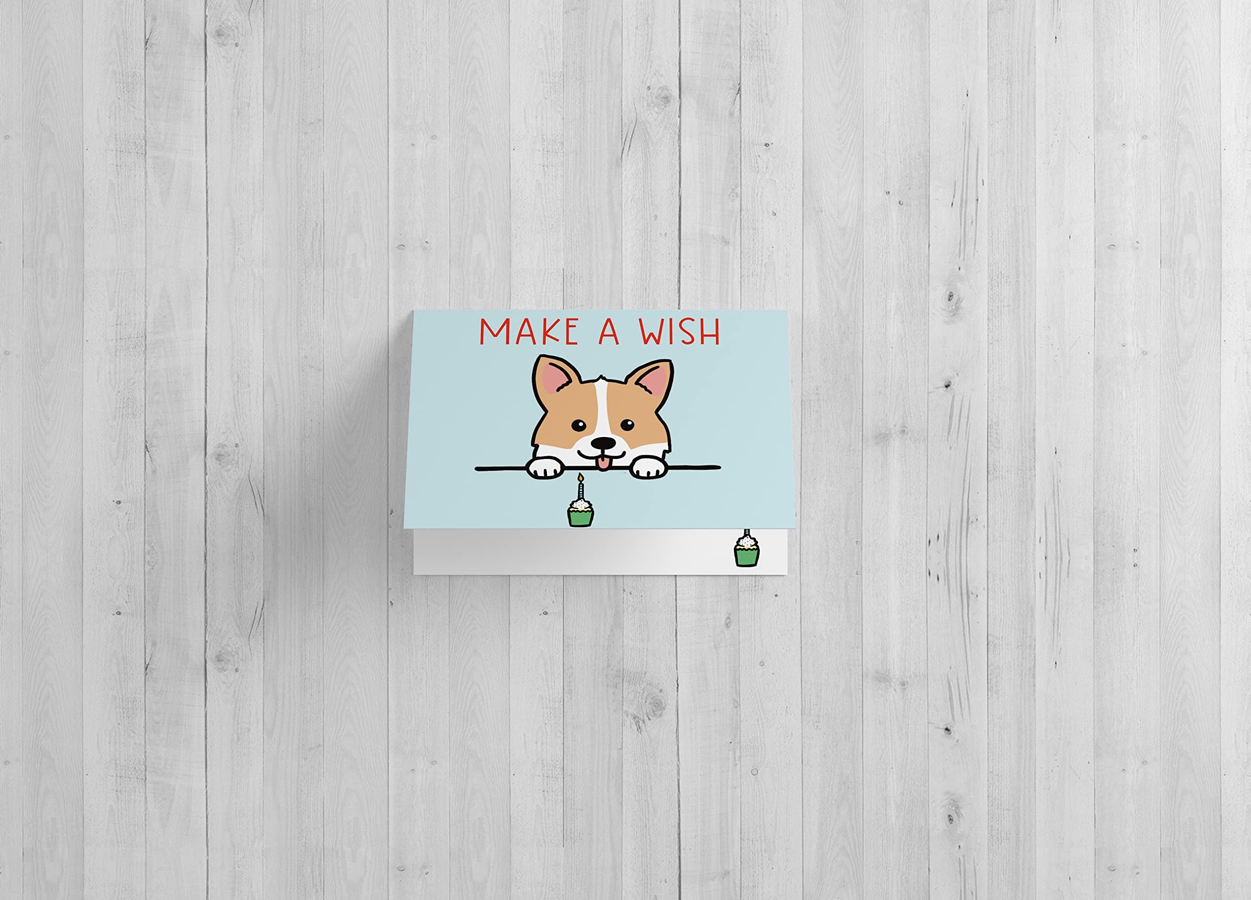 Red Door Inspirations Dog Happy Birthday Card, 4x6 includes card and envelope (Corgi Birthday Card Single)