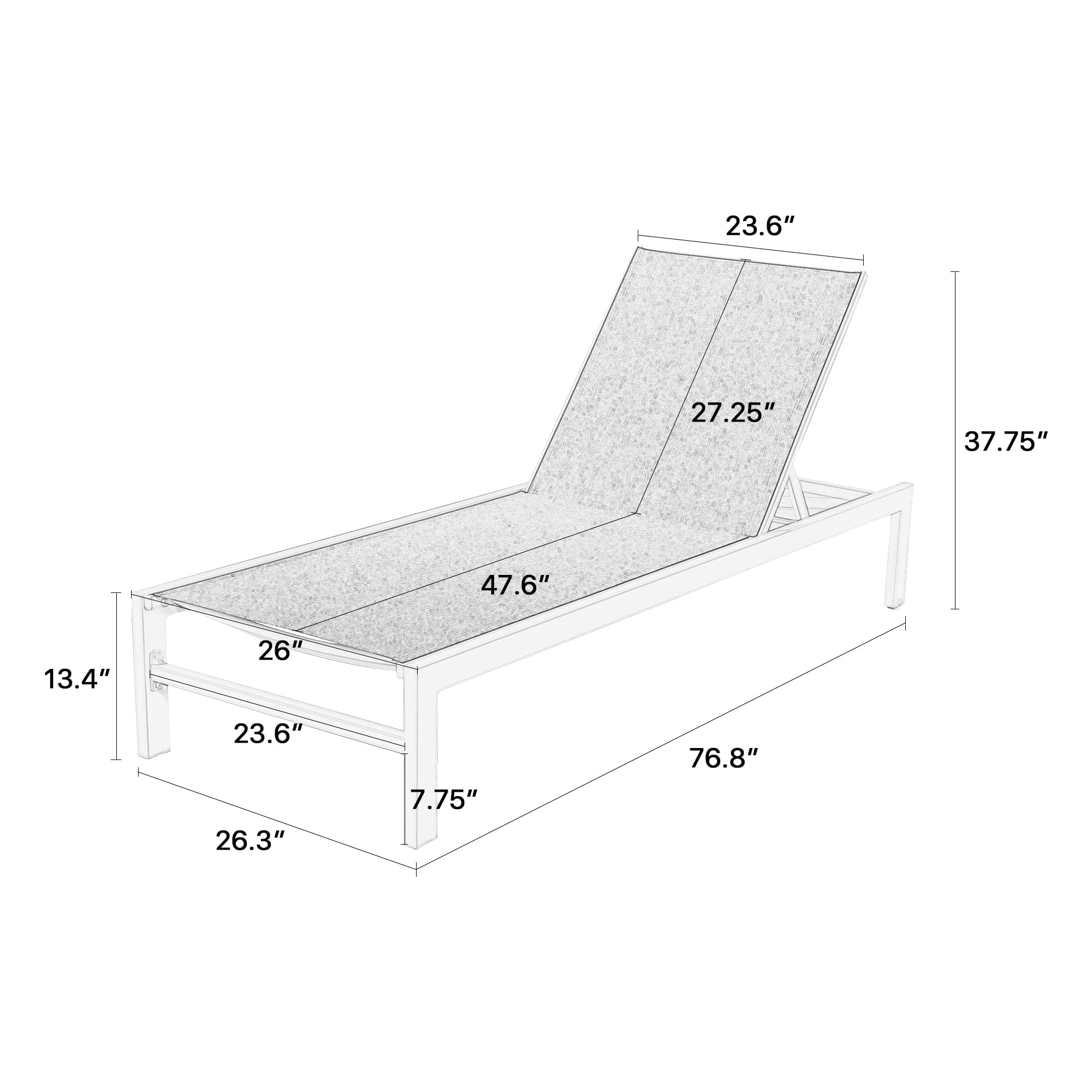 Iwicker Patio 2-Pieces Aluminum Chaise Lounge Chairs Adjustable Outdoor Quick Dry Foam Padded Lounger Reclining Chairs with 5-Position Backrest,Beige