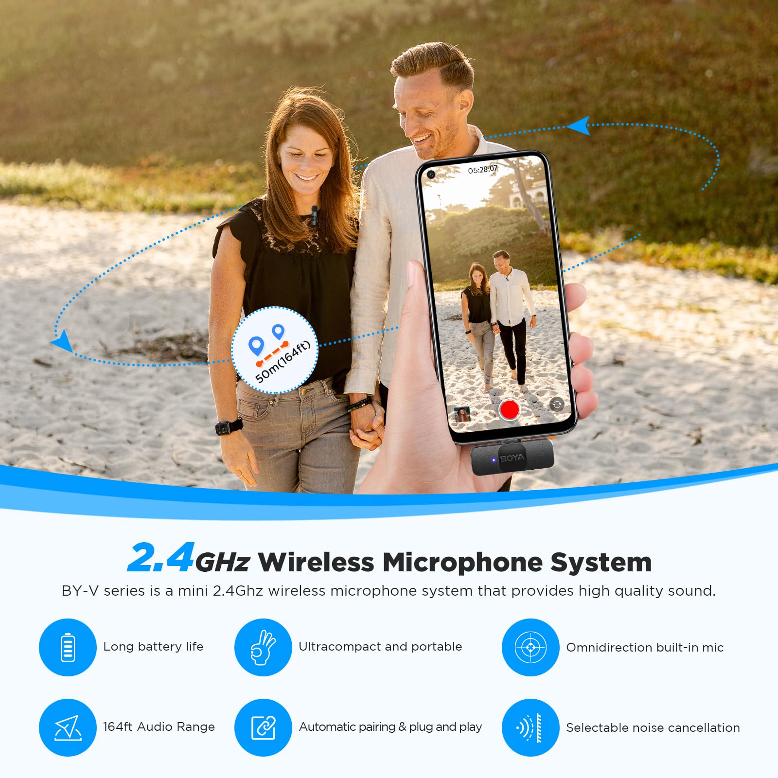 BOYA Dual Wireless Lavalier Lapel Microphone for Android SmartPhone Laptop - Omnidirectional USB C Condenser Video Recording Mic for Interview Podcast Vlog YouTube Live Stream (TX+TX+RX)