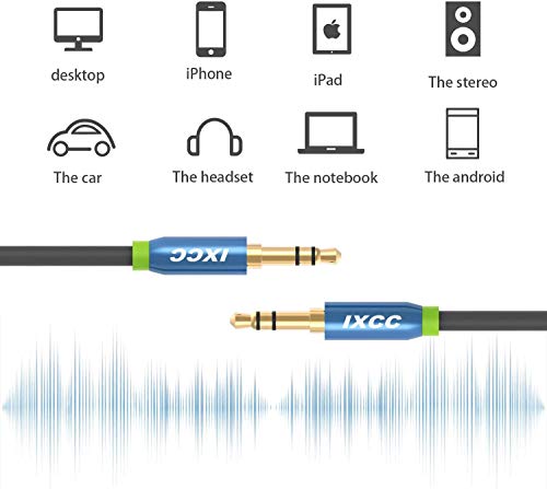 iXCC 4 Feet Male to Male 3.5mm Universal Aux Audio Stereo Cable Cord for Car and All 3.5mm-Enabled Devices, Apple, Samsung, Android, Windows and MP3 Player