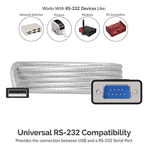 SABRENT 6-FT USB to RS-232 DB9 Serial 9 pin Adapter (Prolific PL2303) (SBT-USC6K)