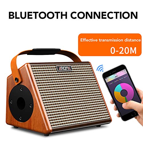 Aroma Guitar Amplifier, 15 Watt Portable Electric Guitar Amp 5 inch Speaker Bluetooth Acoustic Rechargeable Guitar Amplifier