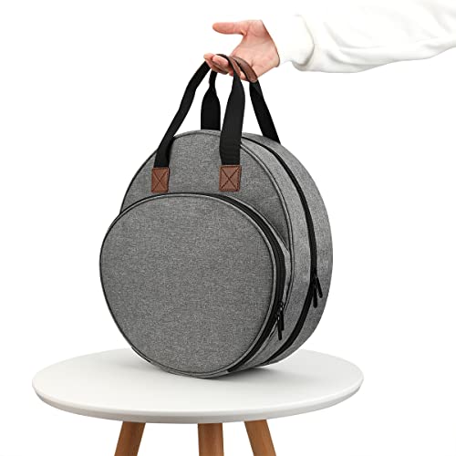 MIOKY Embroidery Bag for Cross Stitch Project, Embroidery Supplies Organizer Storage Portable Carrying Case Travel Tote for Embroidery Hoops,Floss,Cross Stitch Tools,Grey [Bag Only]