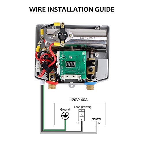 CAMPLUX Tankless Water Heater Electric with LED Display 120V Instant Water Heaters Under Sink 3.5kw TE04