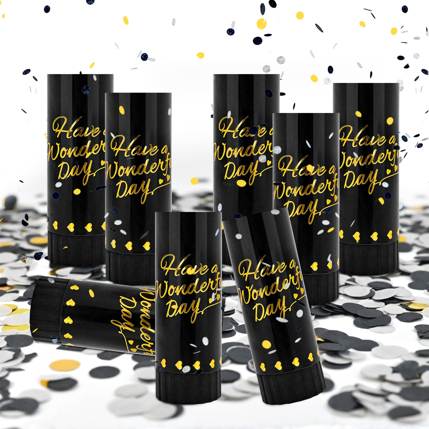 Confetti Poppers Party Cannon 8pcs Small Party Poppers Confetti Cannon for Wedding Birthday Graduation Baby Shower Anniversary Christmas New Year's Party Celebrations Supplies Paper Poppers for Kids
