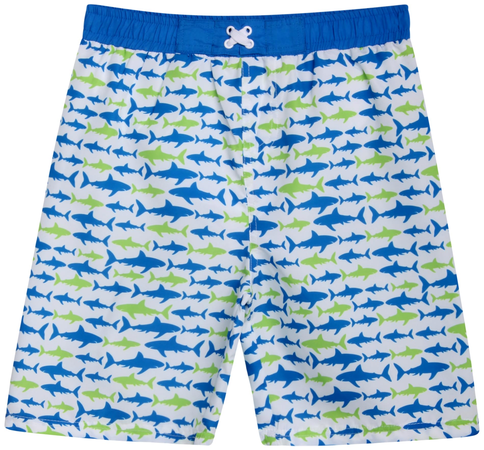 iXtreme Boys' Rash Guard Set - 4 Piece UPF 50+ Swim Trunks and Long Sleeve Swim Shirt (12M-14), Size 7, Royal/Black Shark