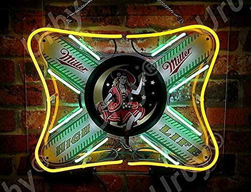 Queen Sense 17" Millers High Life Girl Neon Sign Acrylic Beer Cave Gift Artwork Decor Neon Light WG68