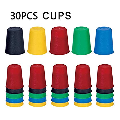 KRISMYA Quick Cups Games for Kids,Classic Speed Cup Game for Parent-Child Interactive Stacking Cups Game with 24 Picture Cards, 30 Cups (6 Sets of 5 Colors Each), Bell &Instructions