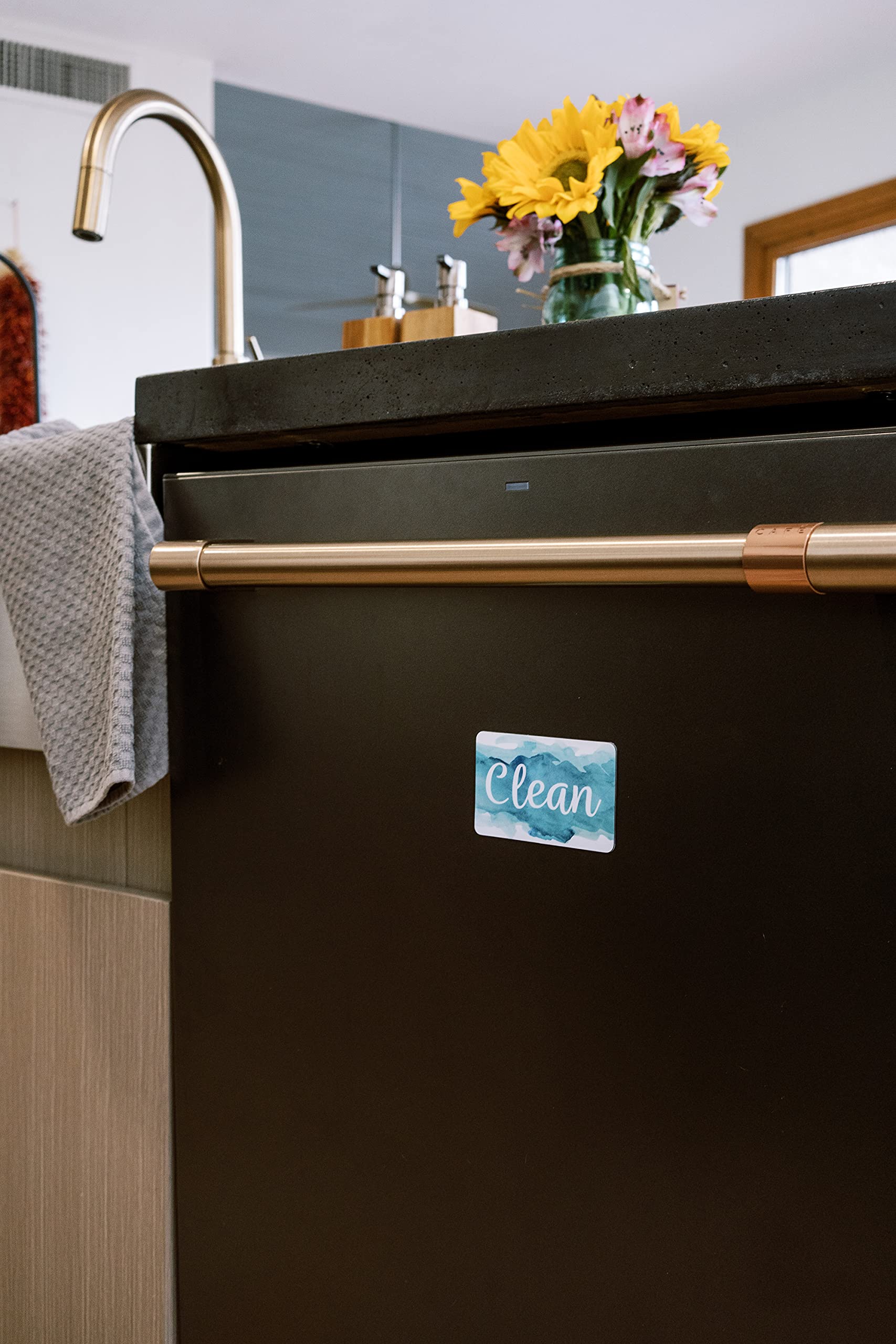 Brothers Bench Aqua & Gray Dirty Clean Dishwasher Magnet, Clean Dirty Magnet for Dishwasher, Universal Dishwasher Magnet Clean Dirty Sign for Kitchen Organization