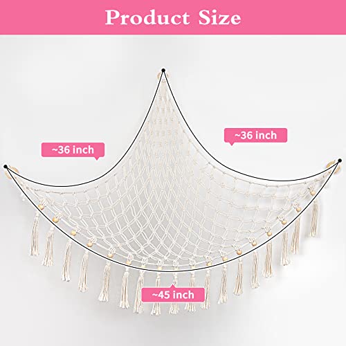 Sideim Stuffed Animal Toy Hammock,Hanging Toy Net Organizer for Stuffed Animal Storage,Corner Animal Net Holder for Bedroom Playroom Nursery Decor