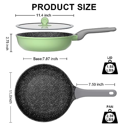 COOKER KING Nonstick Frying Pan with Lid-11Inch Nonstick Skillet Healthy Cookware, PFOA Free Granite Coating | Cooking Pan with Heat-Resistant Handle-Induction Compatible