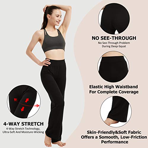 FELEMO Womens Tummy Control Athletic Yoga Pants for Women Plus Size Loose Fit Elastic High Waist Yoga Sweatpants Non See-Through Butt Lifting Pants Workout Pants Comfy Lounge Pants, Black XL