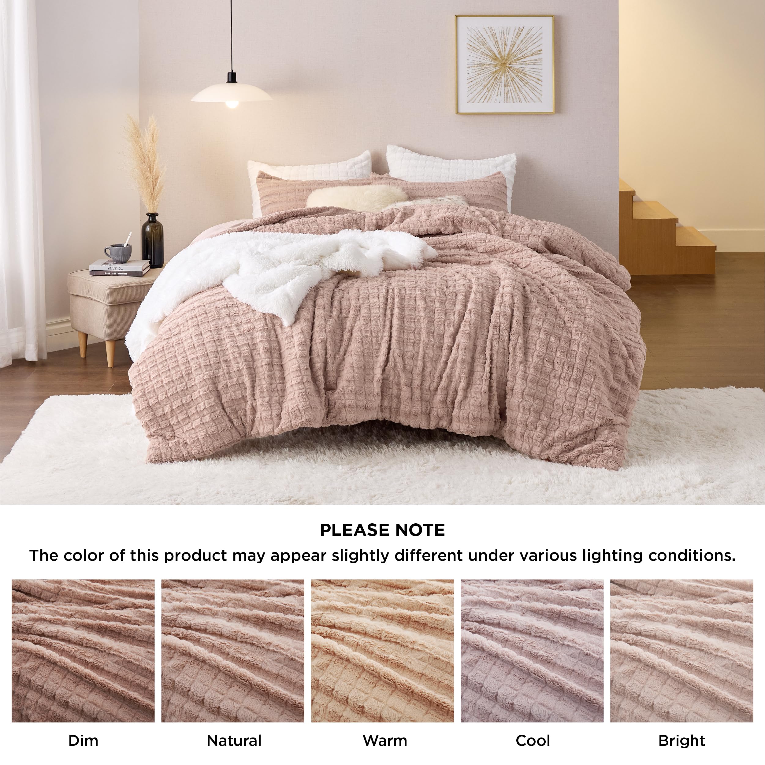 Bedsure Ultra Soft Shaggy Faux Fur Queen Comforter Set - Winter Warm 3 Piece Bedding With Plush Comforter and 2 Pillowcases